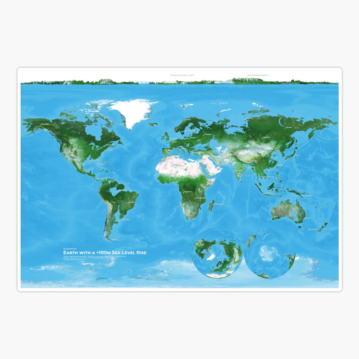 Maneki Earth +100M Sea Level Rise Sticker, Phone Decal Water Bottle ...