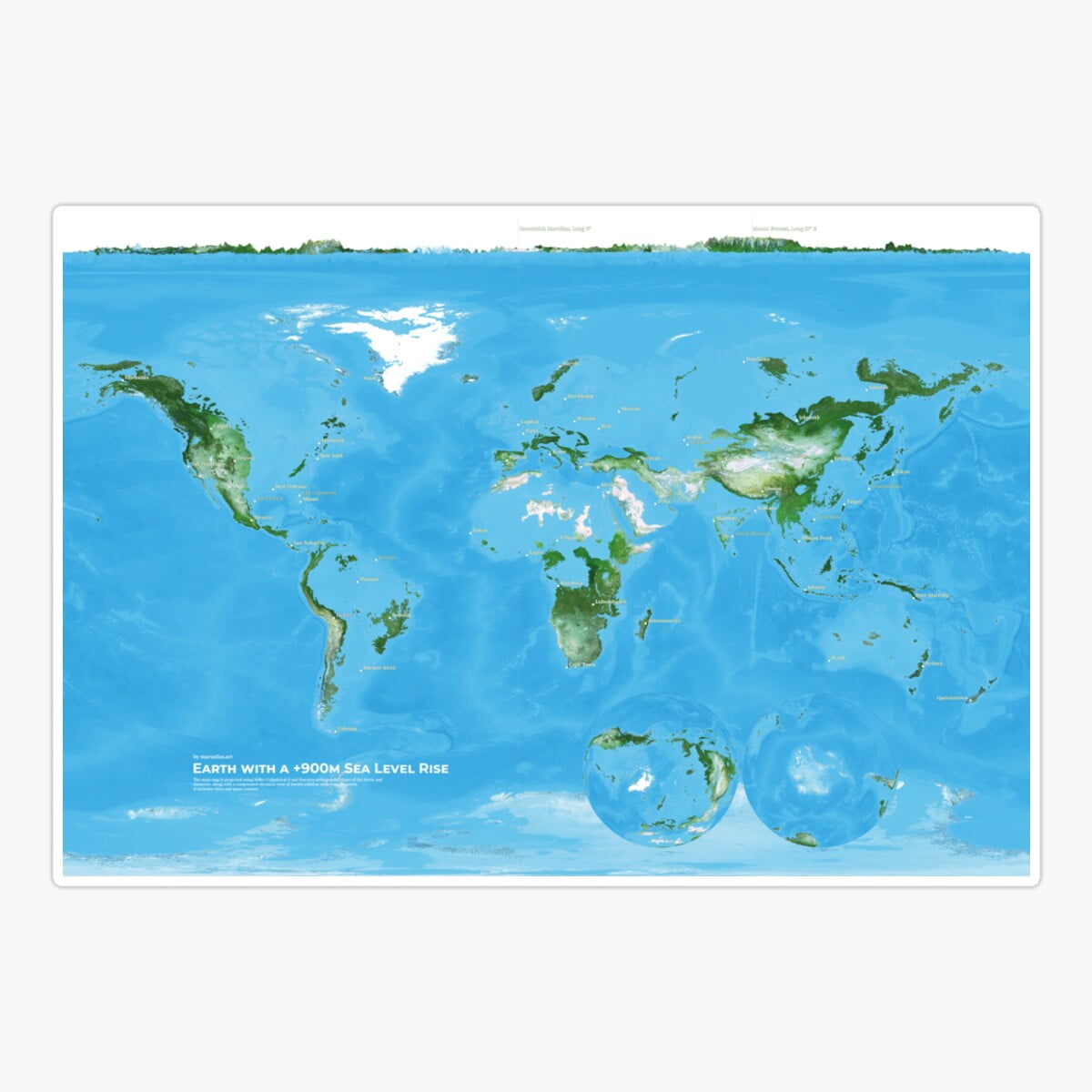 Maneki Earth +900M Sea Level Rise Sticker, Phone Decal Water Bottle ...