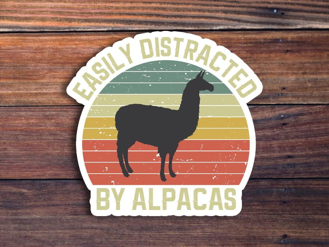 Maneki Easily Distracted By Alpacas Vinyl er, Funny er, Alpacas Laptop ...