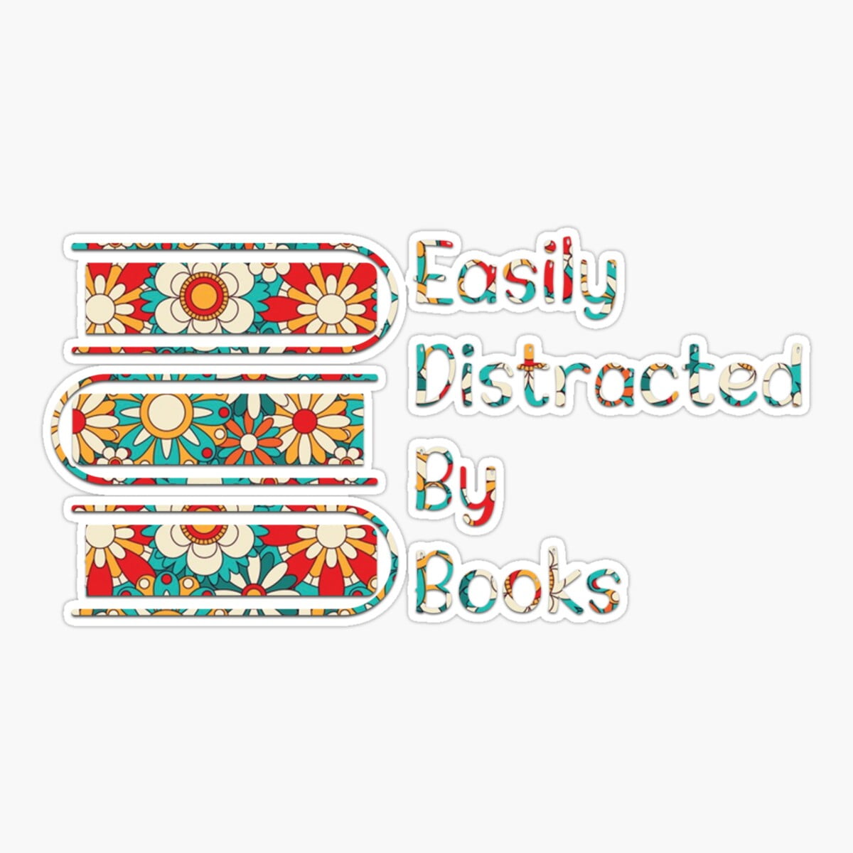 Maneki Easily Distracted By Books T-Shirt Sticker, Phone Decal Water ...