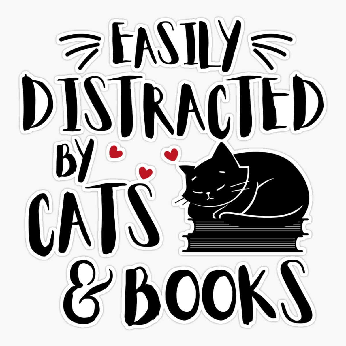 Maneki Easily Distracted By Cat & Books Animal Lover Meowing Er, Phone ...