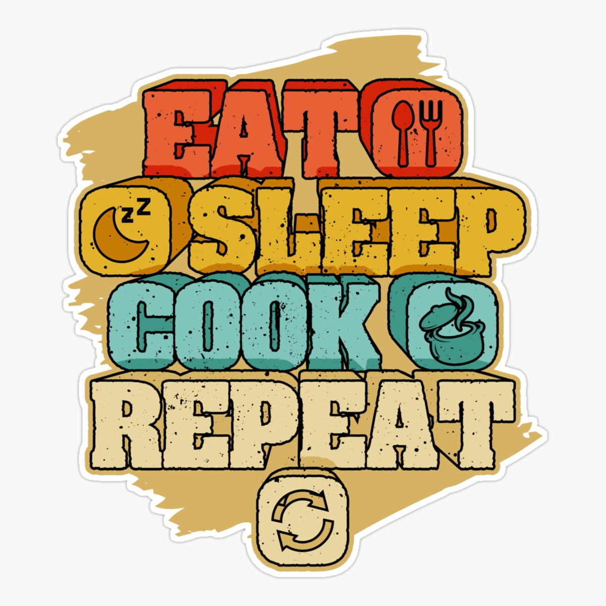 Maneki Eat Sleep Cook Repeat Sticker, Phone Decal Water Bottle Stickers ...