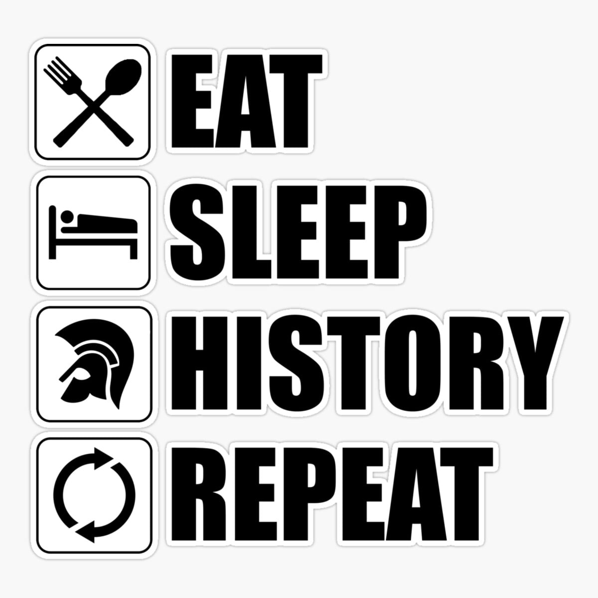 Maneki Eat Sleep History Repeat Er, Phone Decal Water Bottle Stickers ...