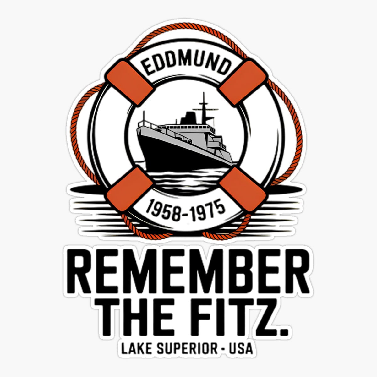 Maneki Edmund Fitzgerald Life Ring Sticker, Phone Decal Water Bottle ...