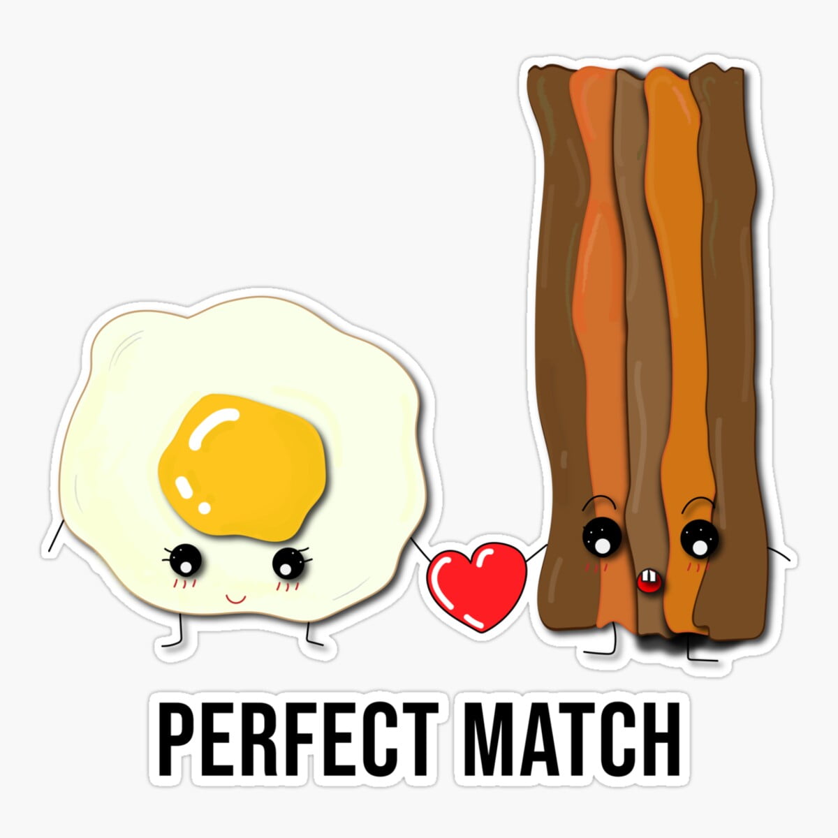 Maneki Egg & Bacon (Perect Match) Sticker, Phone Decal Water Bottle ...