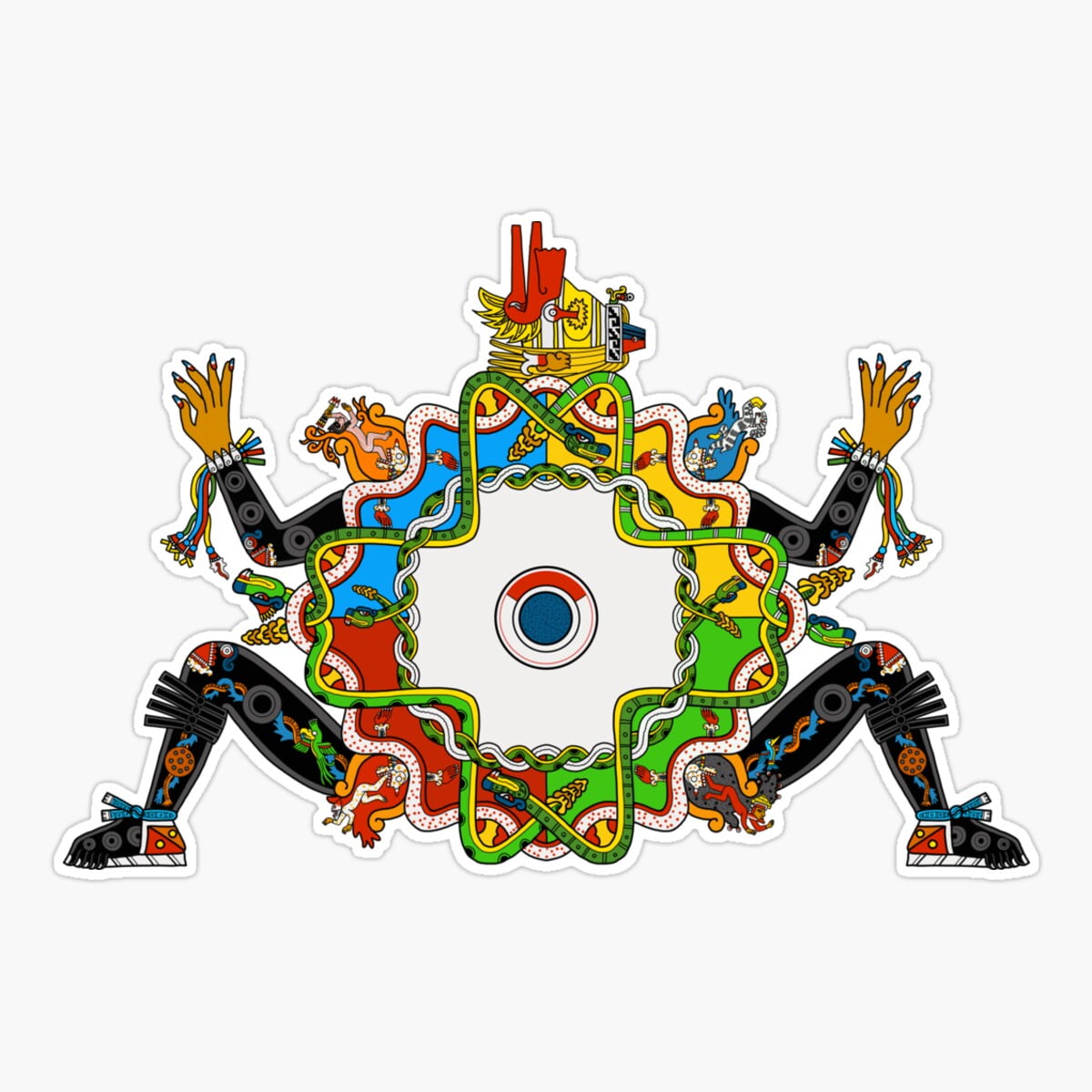 Maneki Ehekakeketzalkoatl Chikomekoanepantla Sticker, Phone Decal Water ...