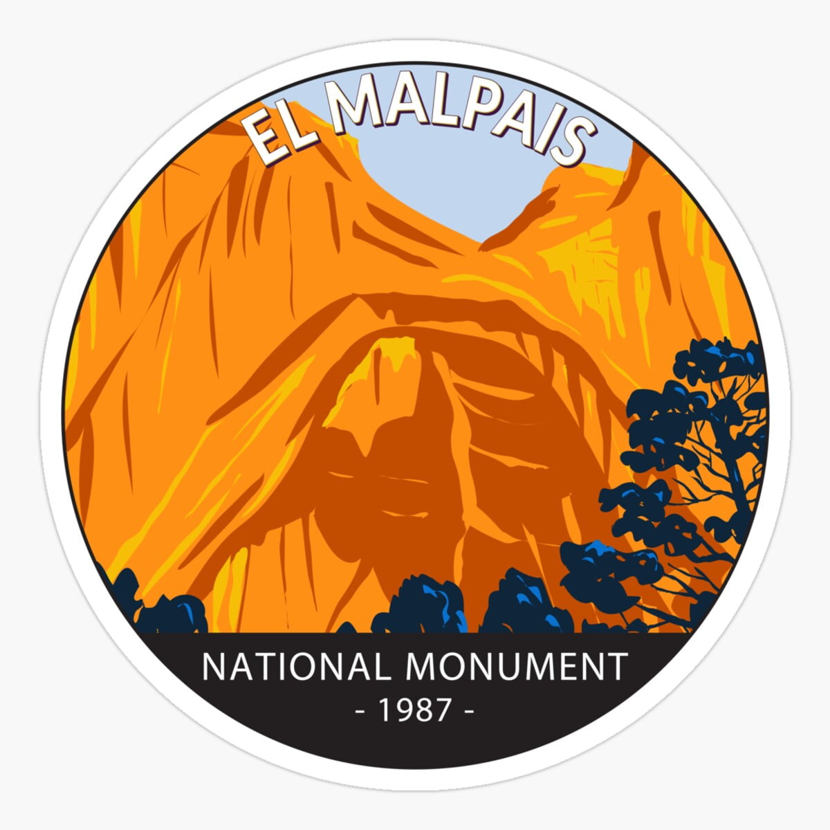Maneki El Malpais National Monument New Mexico Circle Sticker, Phone Decal Water Bottle Stickers ...
