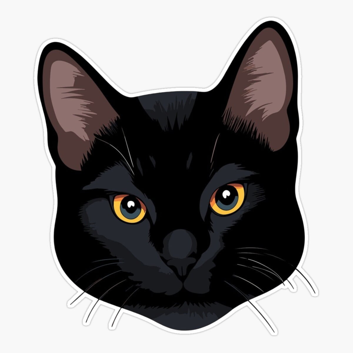 Maneki Elegant Black Cat – Mystical Cat Illustration Sticker, Phone ...