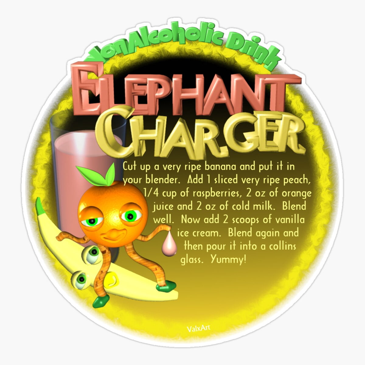 Maneki Elephant Charger Non-Alcoholic Cocktail Recipe Sticker, Phone ...