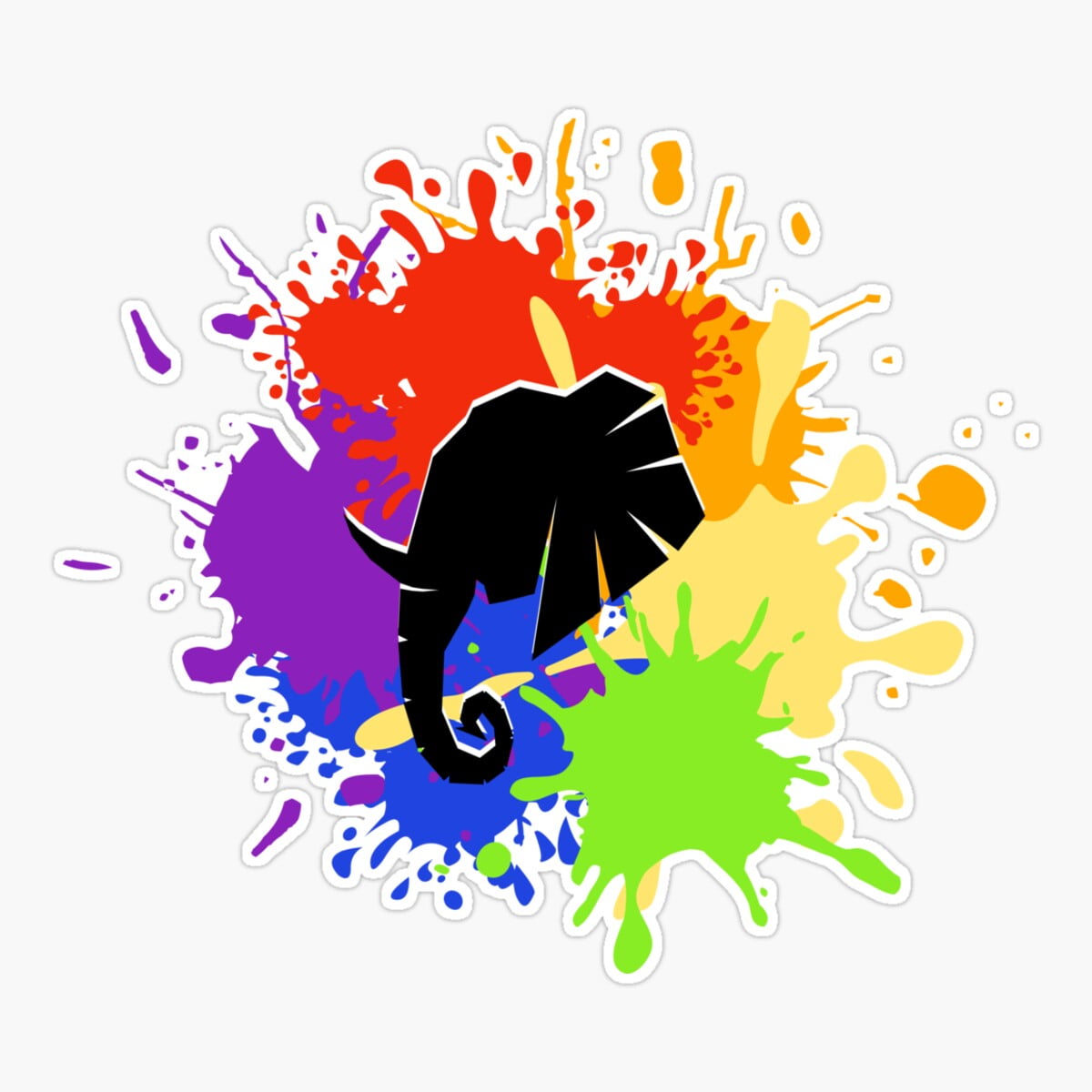 Maneki Elephant Paint Splash Er, Phone Decal Water Bottle Stickers Car ...