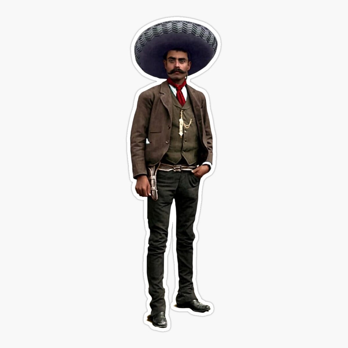Maneki Emiliano Zapata Colorized - On Brown Sticker, Phone Decal Water ...