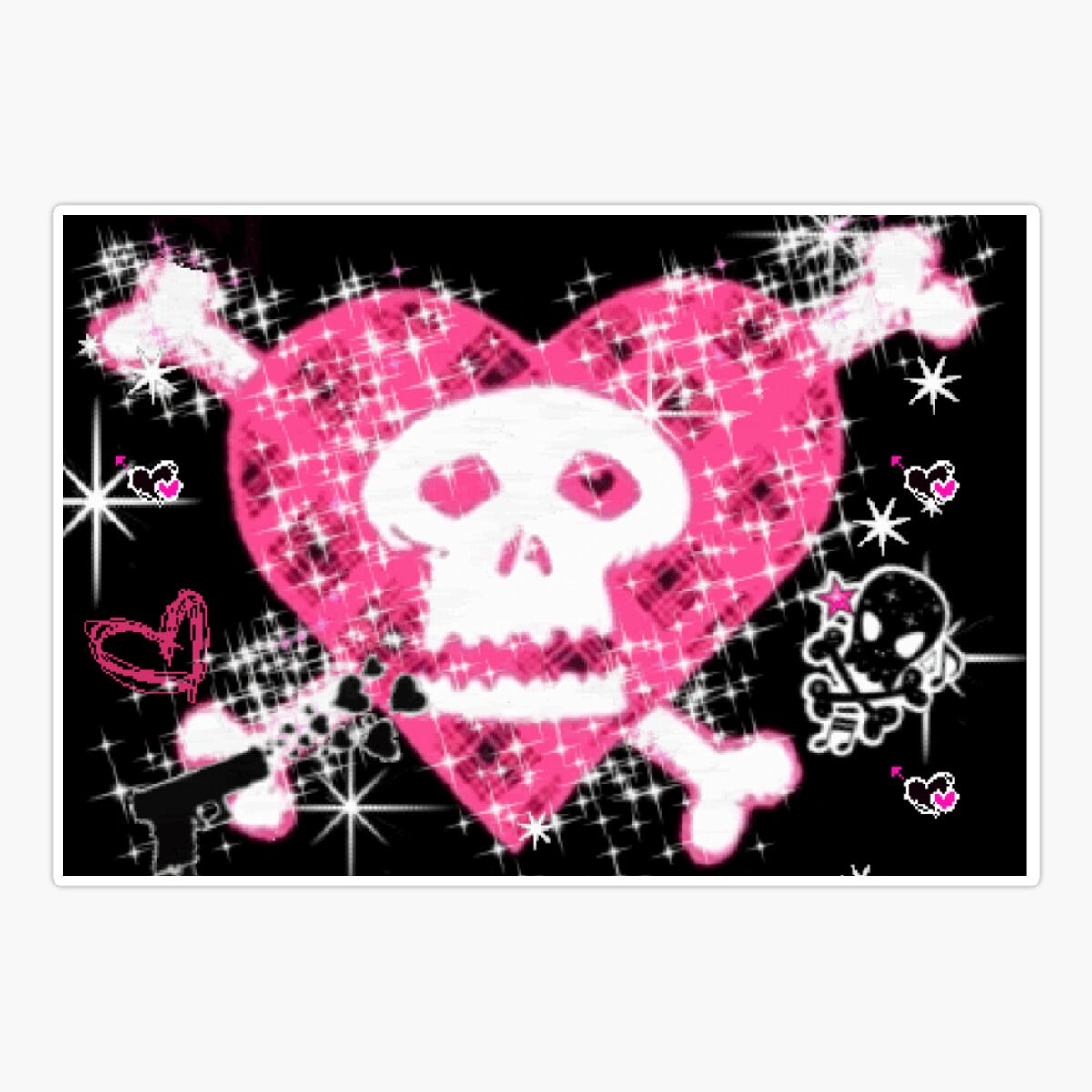 Maneki Emo Skull And Heart Er, Phone Decal Water Bottle Stickers Car ...