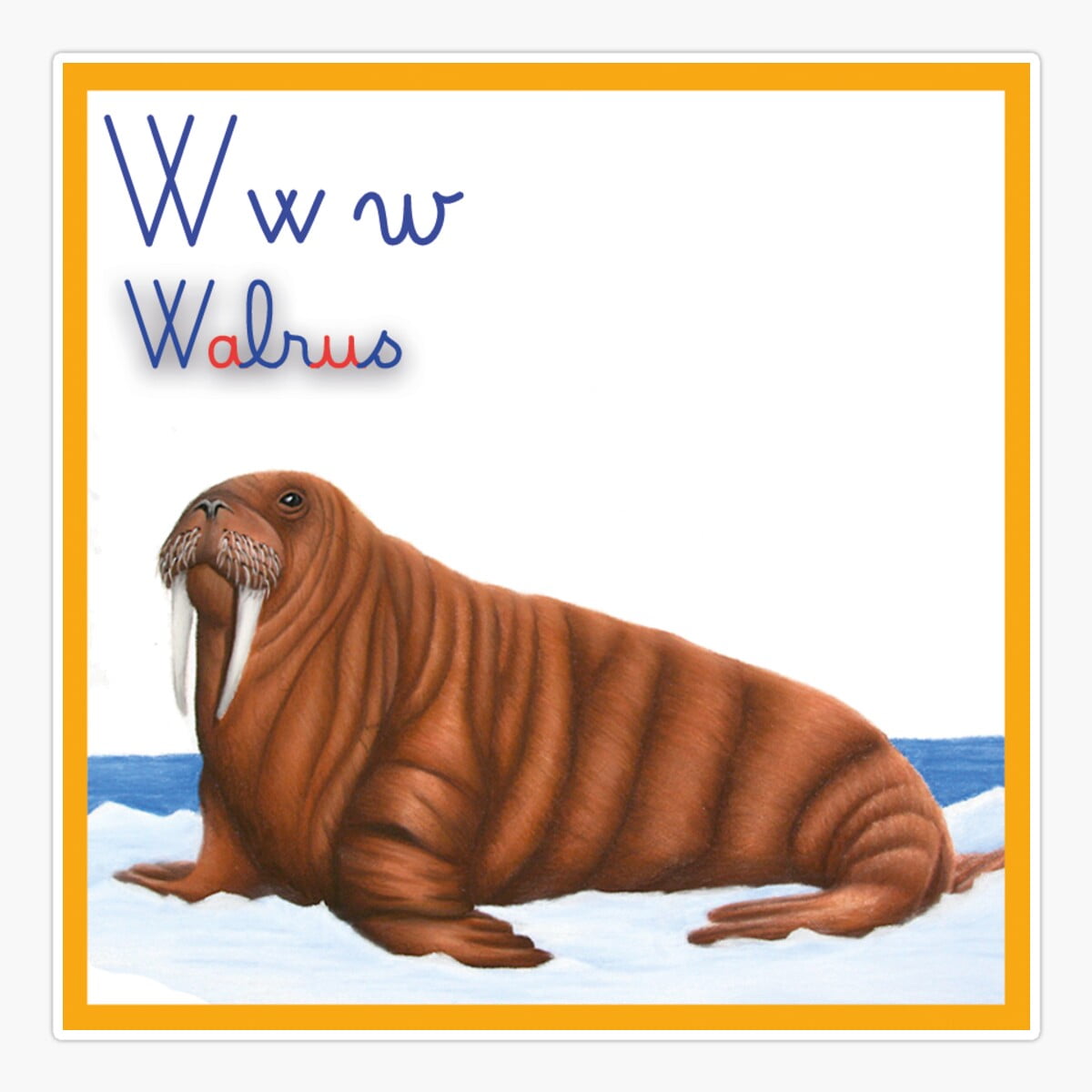 Maneki English Animal Alphabet, Letter W. Sticker, Phone Decal Water ...