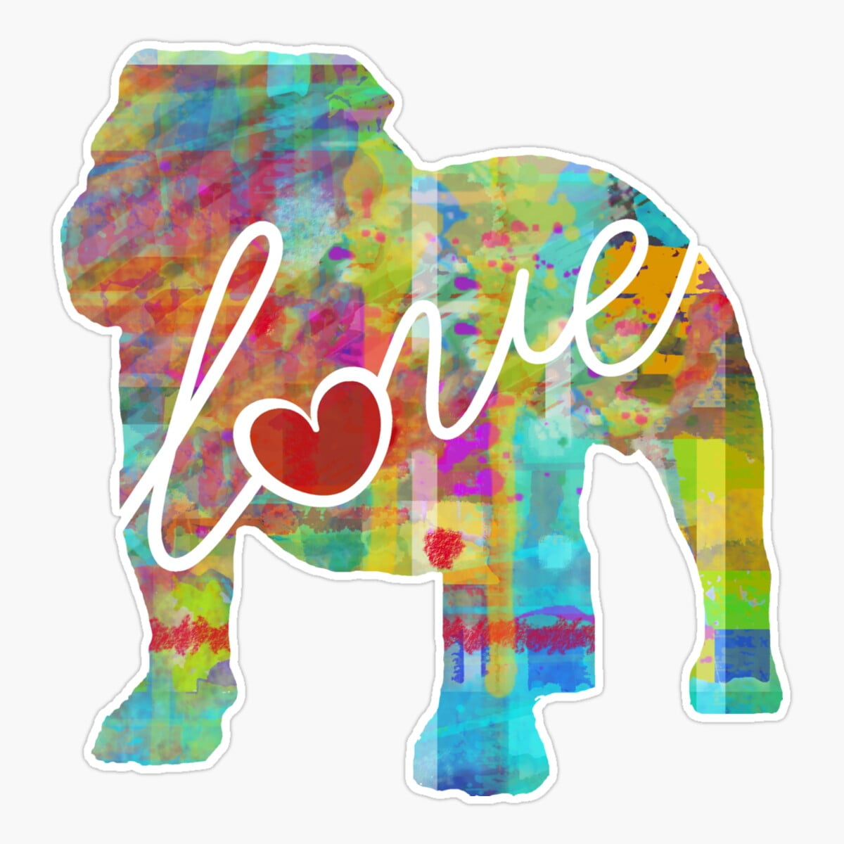 Maneki English Bulldog (Bully) Love - A Bright And Colorful Watercolor ...