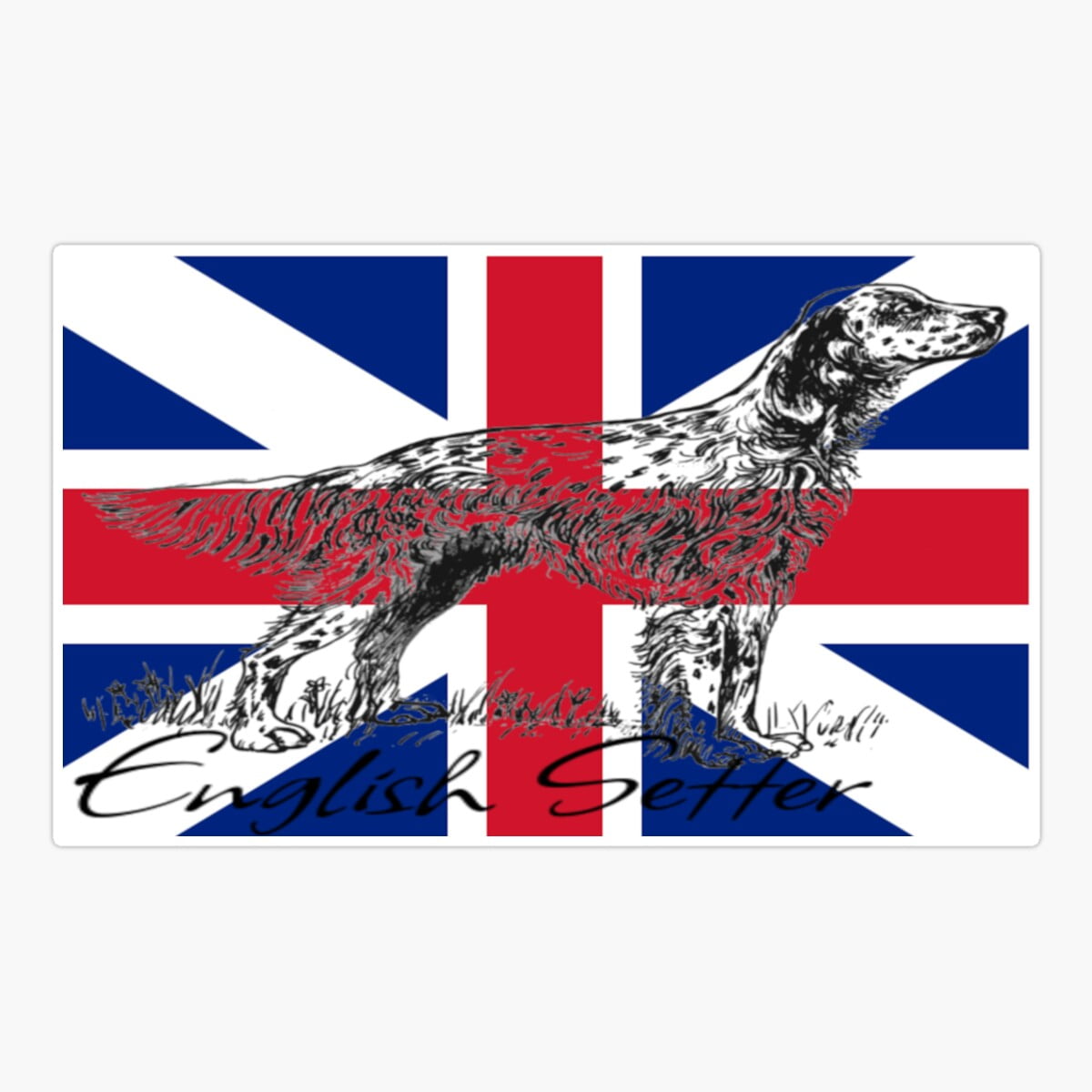 Maneki English Setter- Lag Background Er, Phone Decal Water Bottle ...