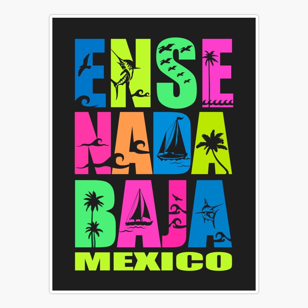 Maneki Ensenada Baja Mexico Sticker, Phone Decal Water Bottle Stickers ...