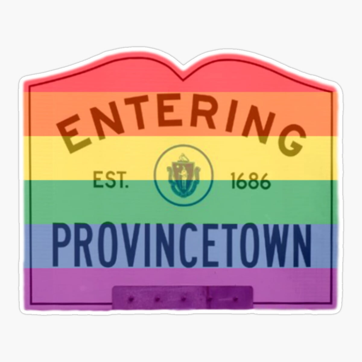 Maneki Entering Provincetown Rainbow Road Sign Sticker, Phone Decal ...