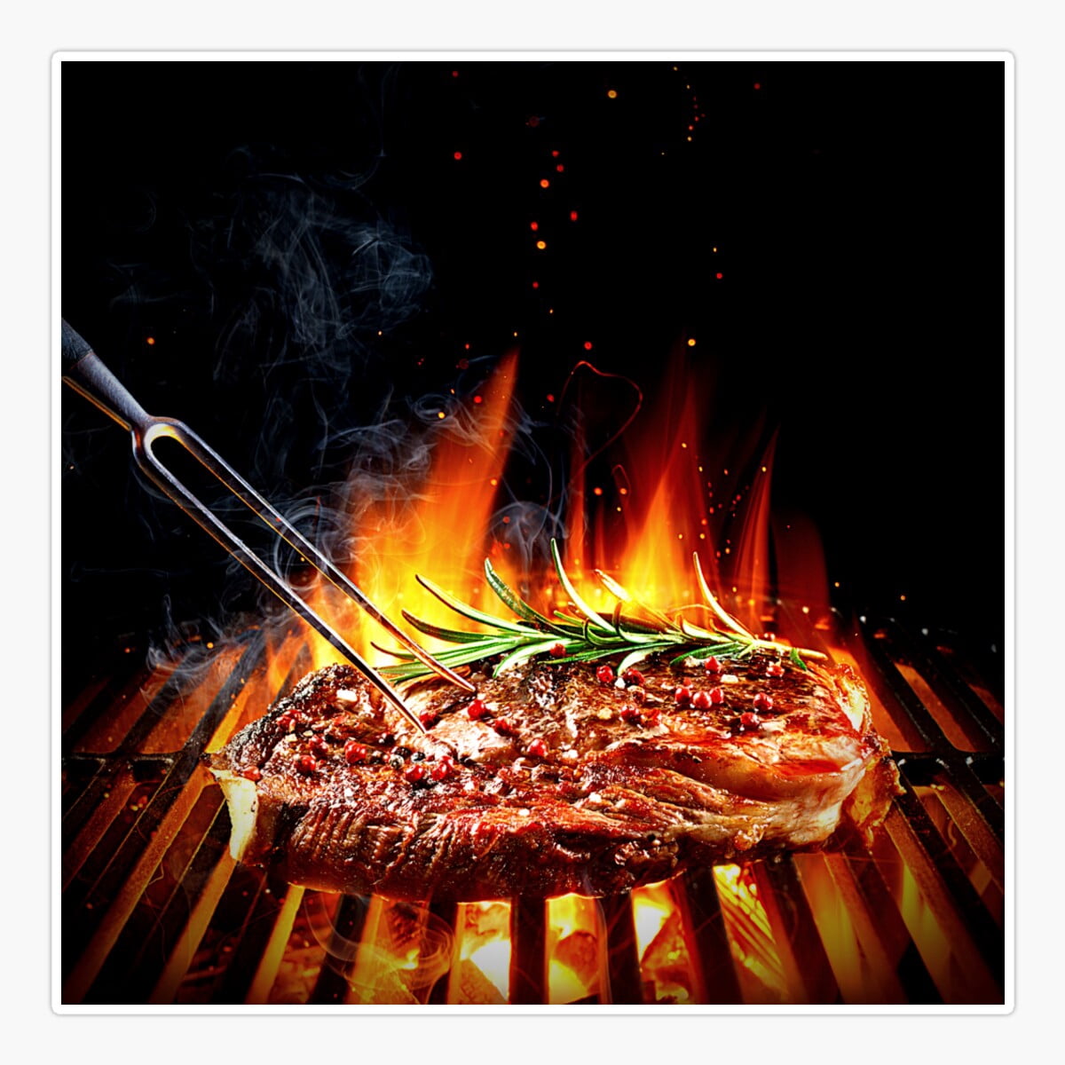 Maneki Entrecote Steak With Rosemary, Salt And Pepper Sticker, Phone ...