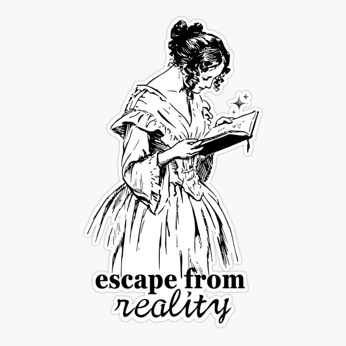 Maneki Escape Rom Reality - Reading Aesthetic Sticker, Phone Decal ...