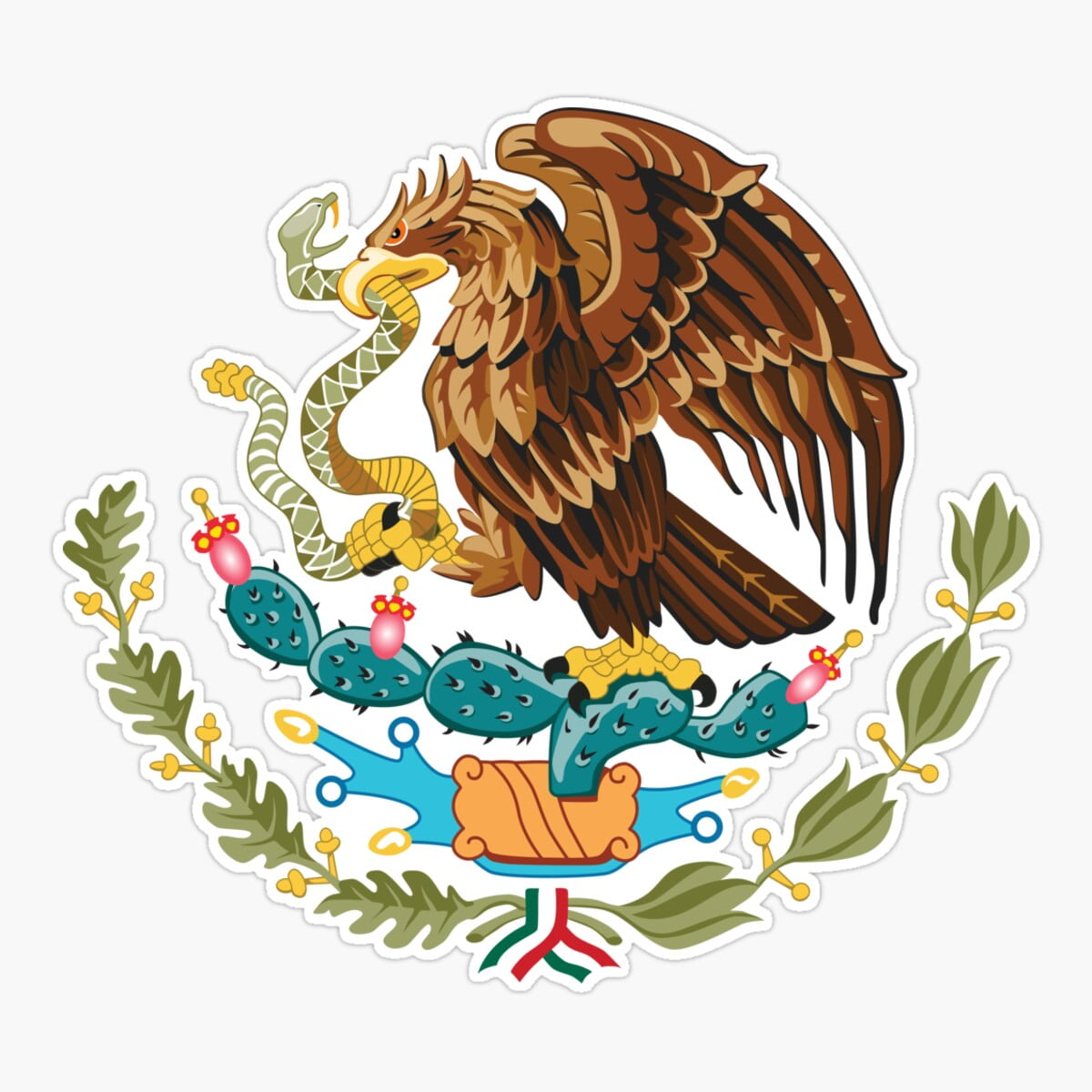 Maneki Escudo Nacional De México - Mexican Emblem Sticker, Phone Decal ...