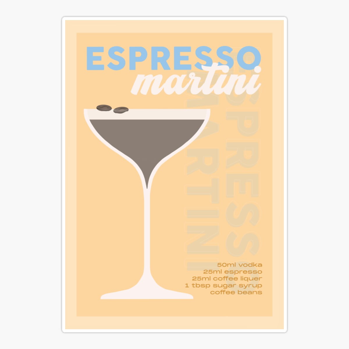 Maneki Espresso Martini Cocktail Recipe Print - Yellow/Blue/White ...