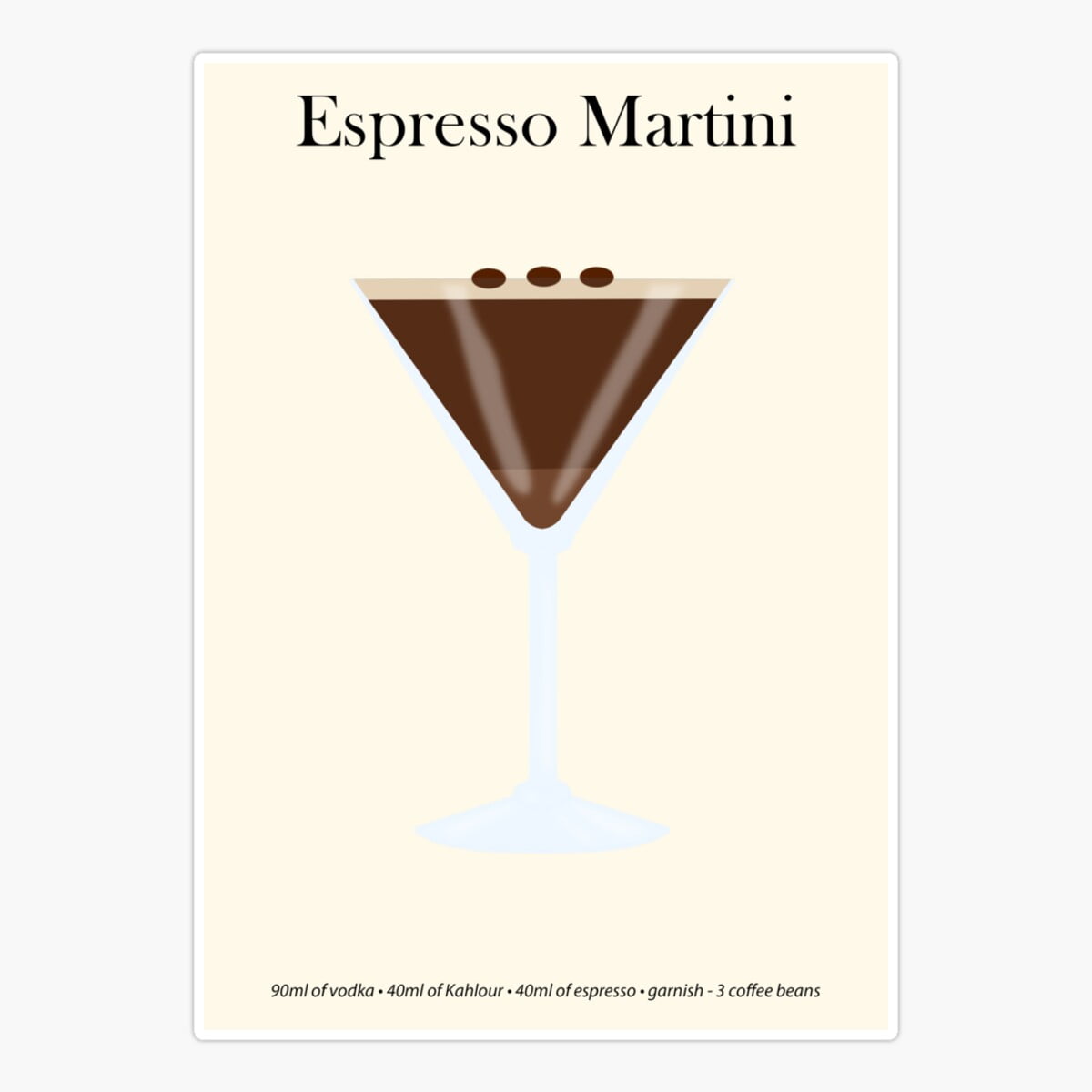 Maneki Espresso Martini Cocktail Recipe Sticker, Phone Decal Water ...
