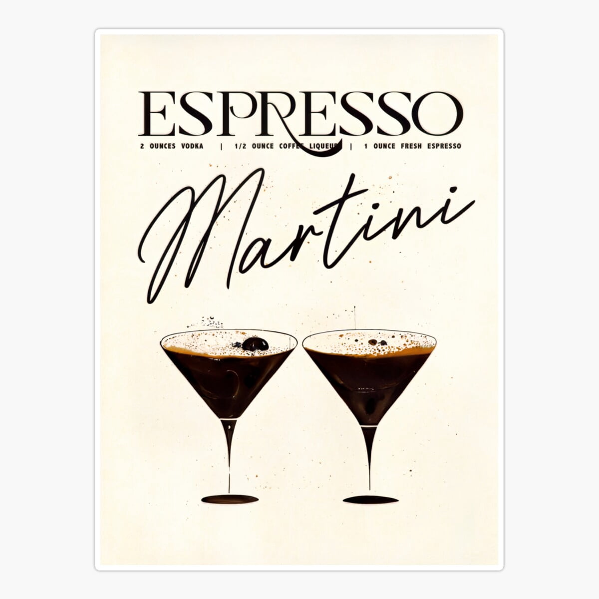Maneki Espresso Martini Retro Cocktail Poster Two Please Bar Prints ...