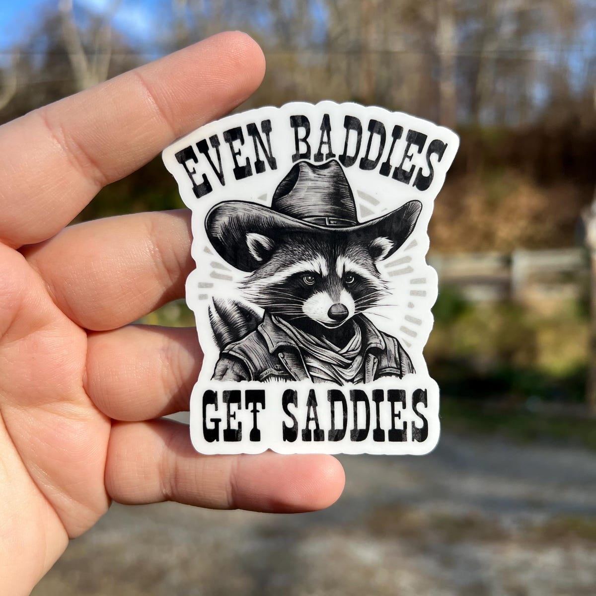 Maneki Even Baddies Get Saddies Sticker, Funny Trash Panda, , Laptop ...