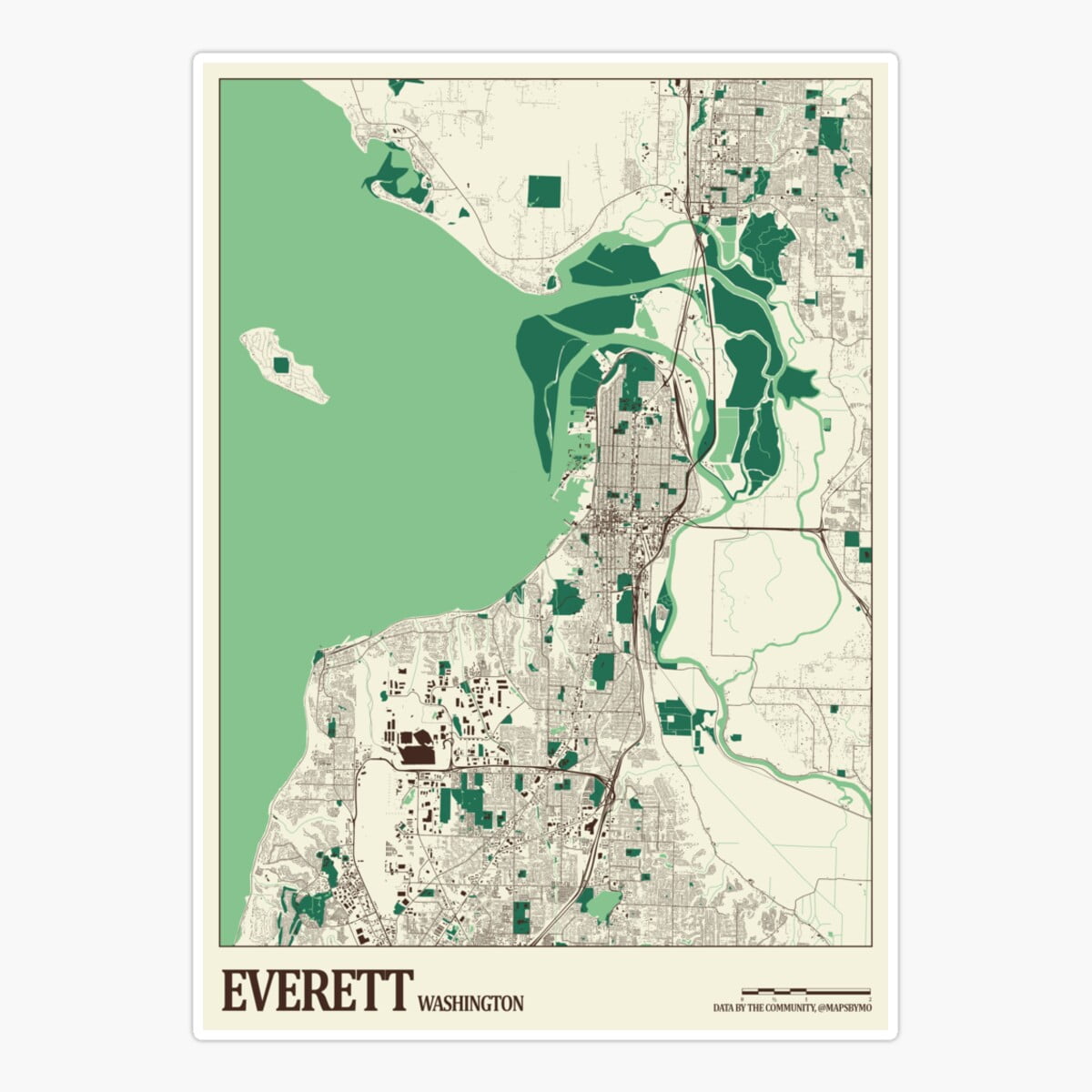 Maneki Everett Street Map Sticker, Phone Decal Water Bottle Stickers ...