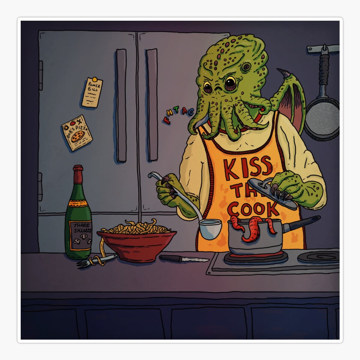 Maneki Everyday Cthulhu. Kiss The Cook. Sticker, Phone Decal Water ...