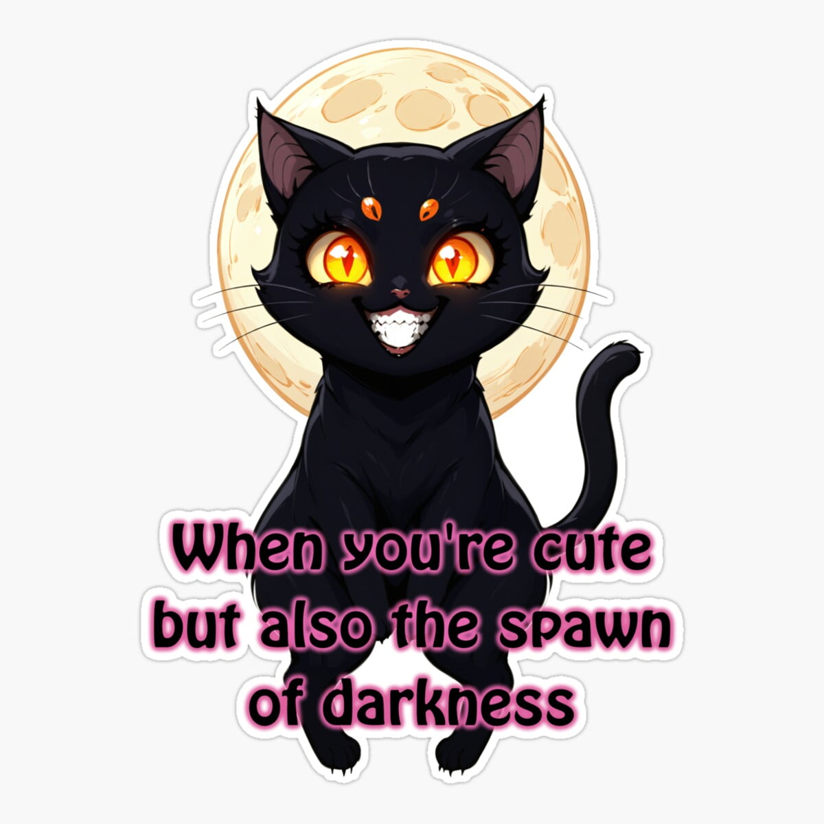 Maneki Evil Little Demon Cat Unny Design Sticker, Phone Decal Water ...