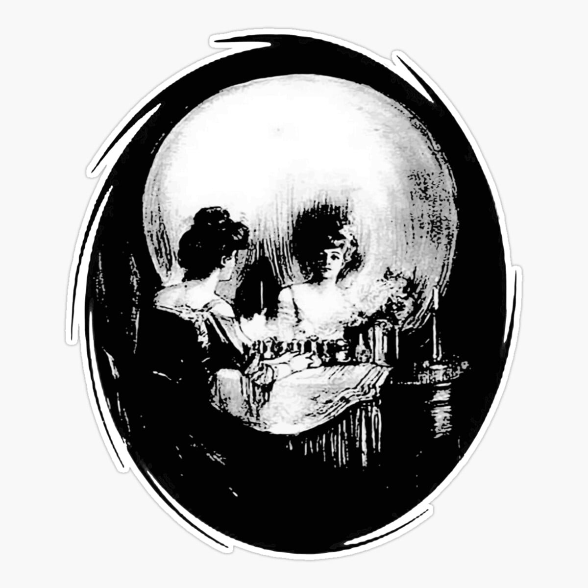 Maneki Existential Dread Op Art Woman And Skull Relection Er, Phone ...