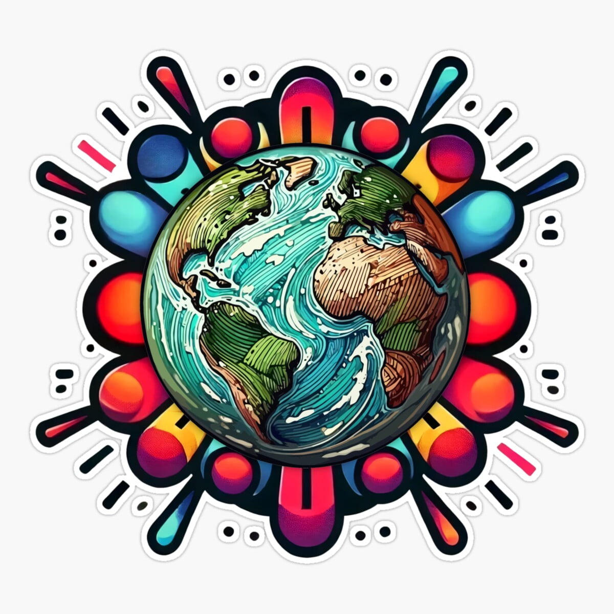 Maneki Explosion O Color With The World Sticker, Phone Decal Water ...