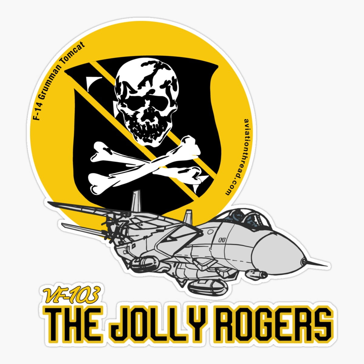 Maneki F-14 Grumman Tomcat Vf-103 Jolly Rogers Er, Phone Decal Water ...