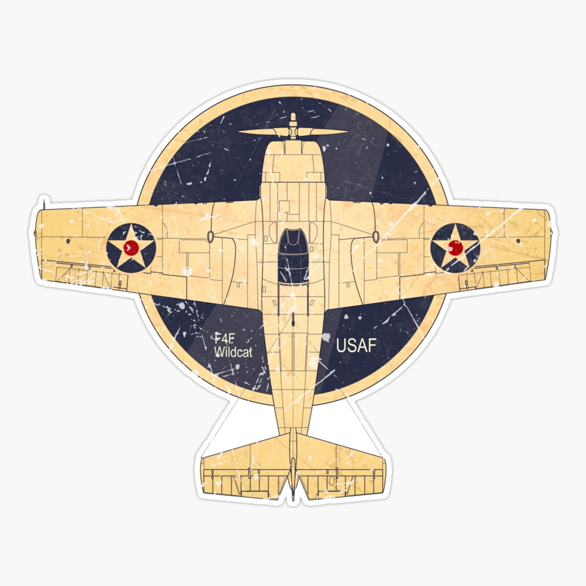 Maneki F4F Wildcat Usaf Ww2 Us Air Force Aviation Er, Phone Decal Water ...