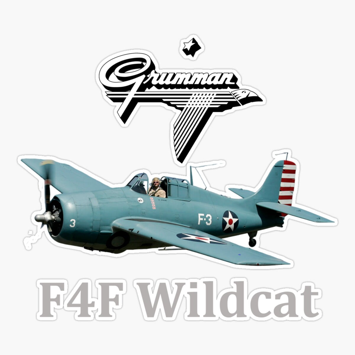 Maneki F4F Wildcat Ww2 Us Fighter Er, Phone Decal Water Bottle Stickers ...