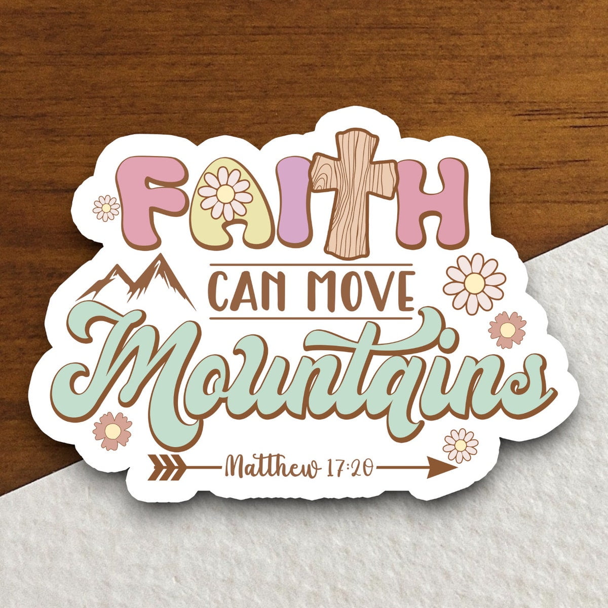 Maneki Faith Can Move Mountains Sticker, Matthew 17 Sticker, Religious ...