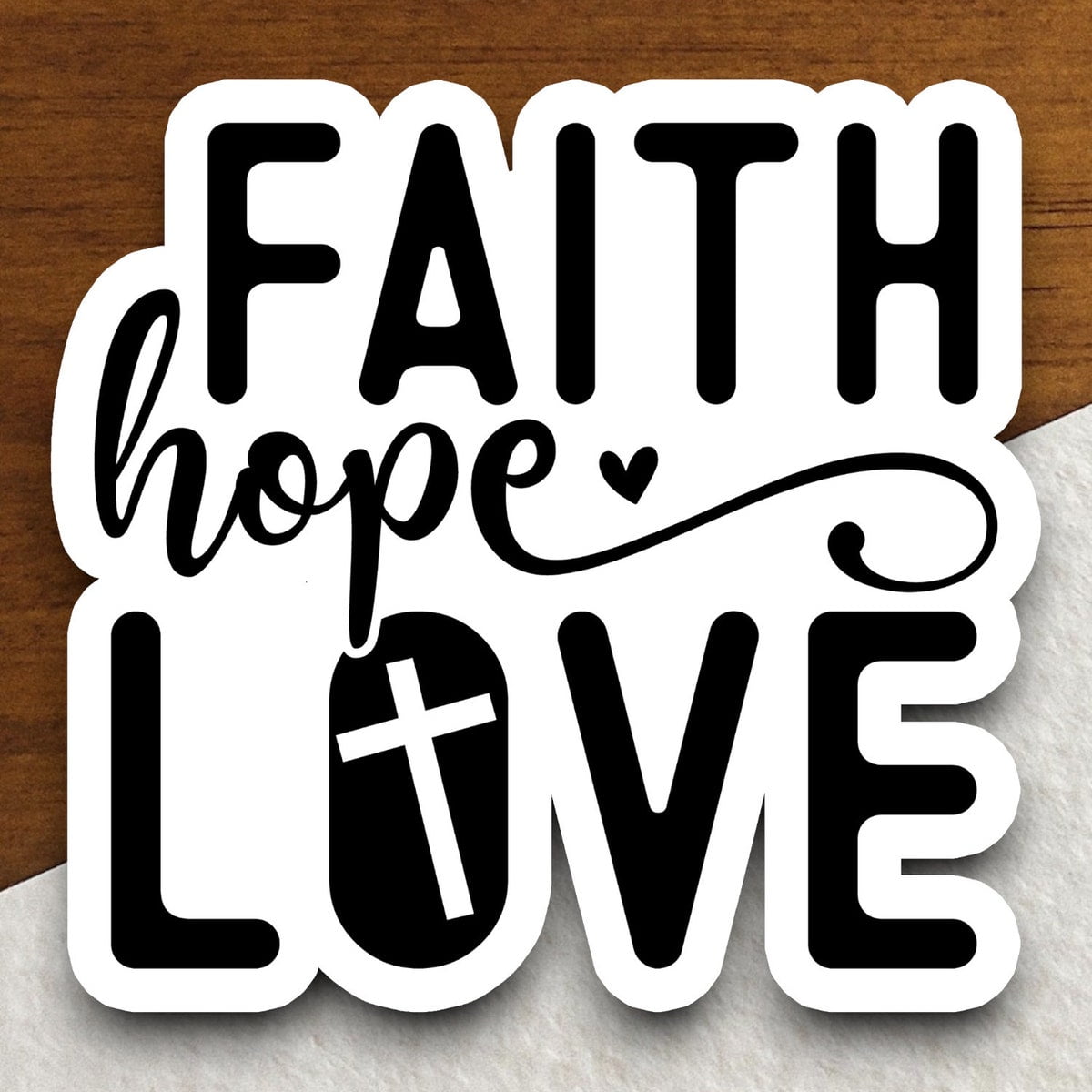 Maneki Faith Hope Love Sticker, Hope Sticker, Cross Sticker, Religious ...