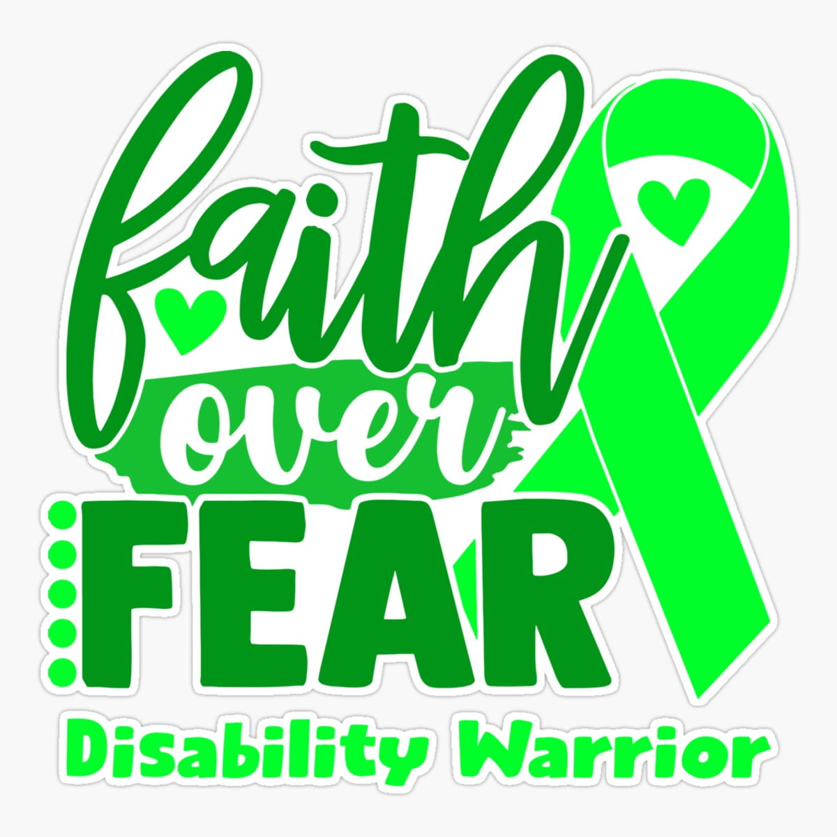 Maneki Faith Over Fear Disability Warrior Er, Phone Decal Water Bottle ...
