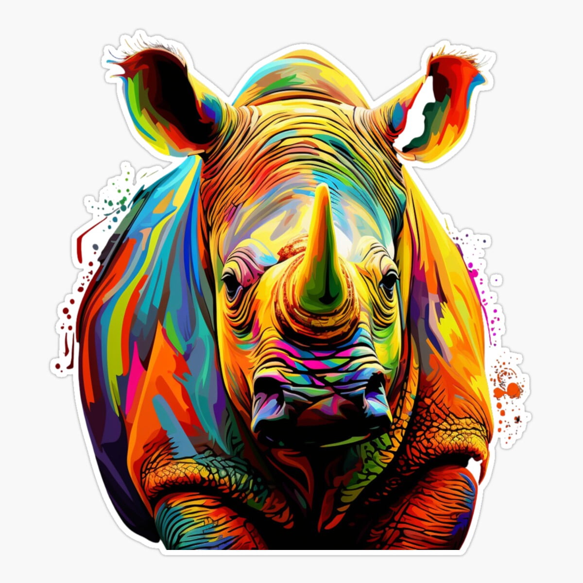 Maneki Fashion White Rhino Er, Phone Decal Water Bottle Stickers Car ...