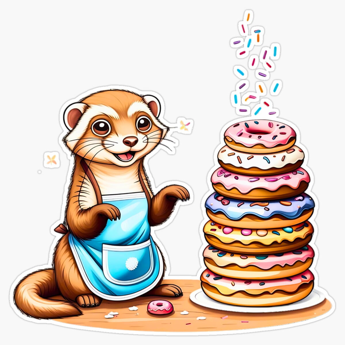 Maneki Ferret Chef In A Cozy Bakery – Cute Baking Animal Illustration ...