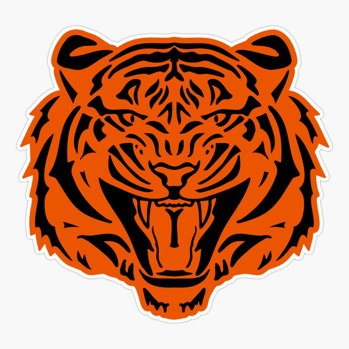 Maneki Fierce Tiger Head On Black Er, Phone Decal Water Bottle Stickers ...