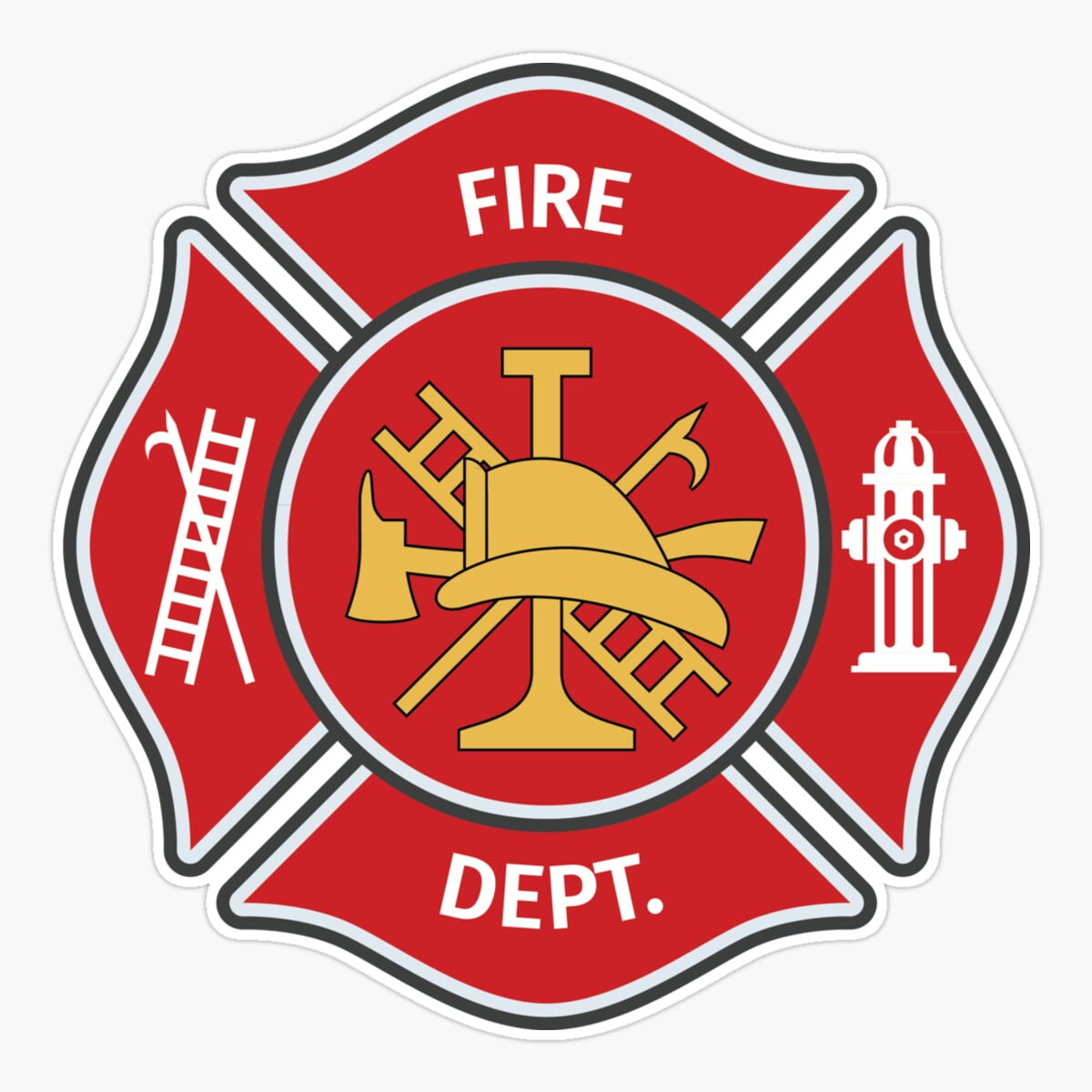 Maneki Firefighter Fire Department Maltese Cross Symbol Full Color ...