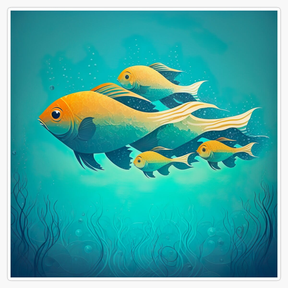 Maneki Fish Family 5 Fish Underwater Er, Phone Decal Water Bottle ...