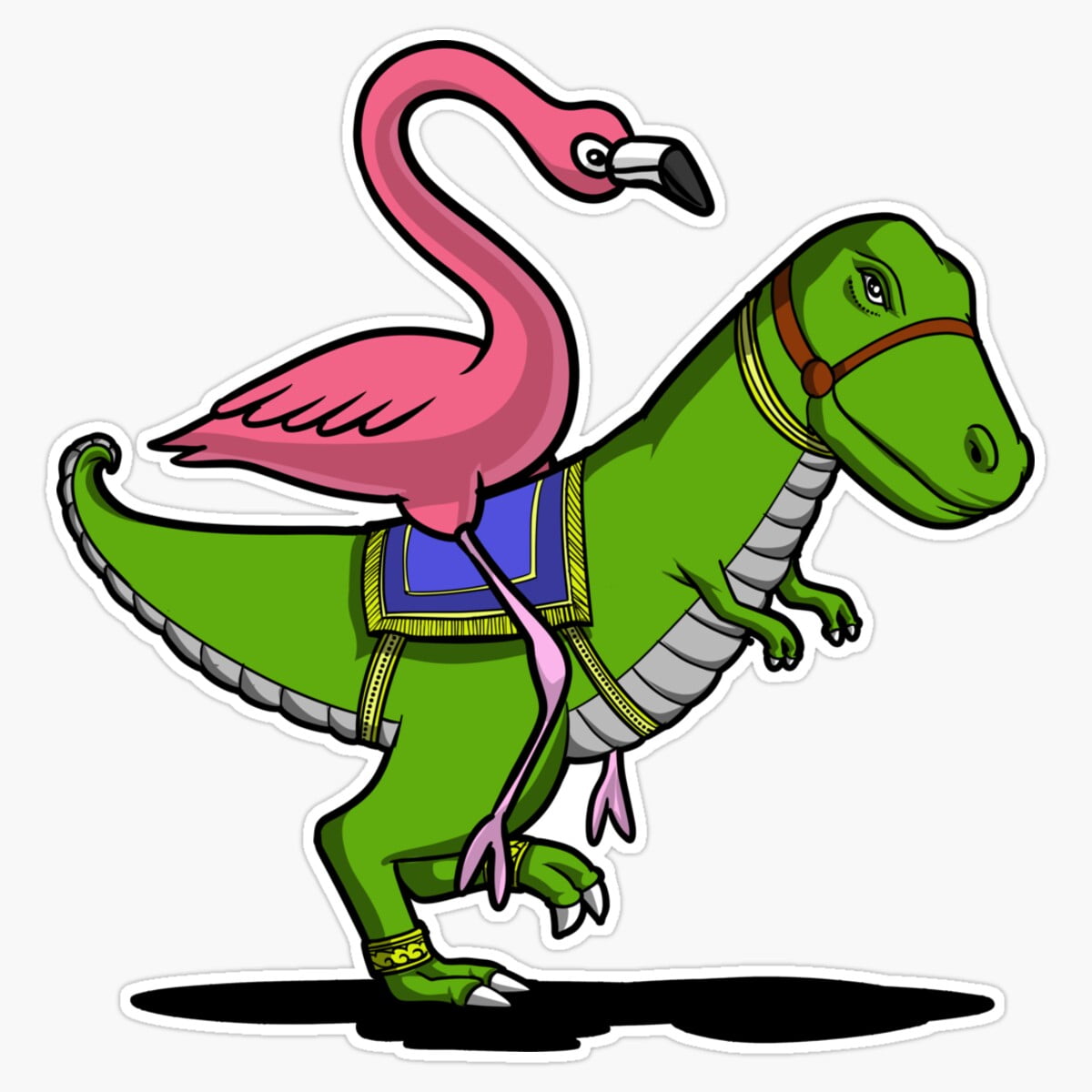 Maneki Flamingo Bird Riding T-Rex Dinosaur Er, Phone Decal Water Bottle ...