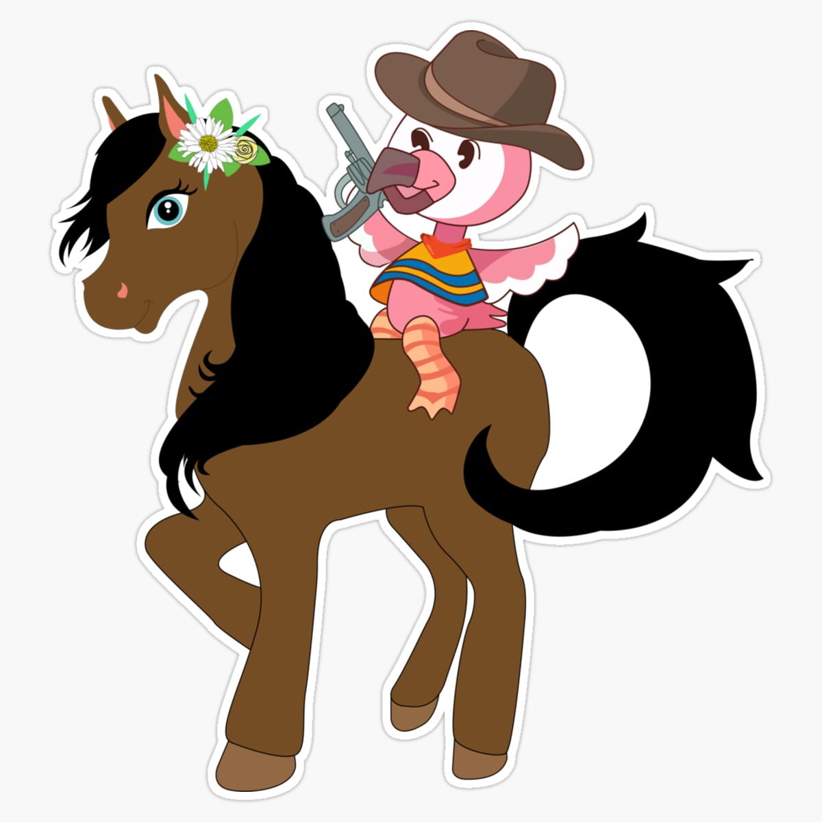 Maneki Flamingo Flamingo Plush Flamingo Bird On A Cute Pony Horse,Horse ...