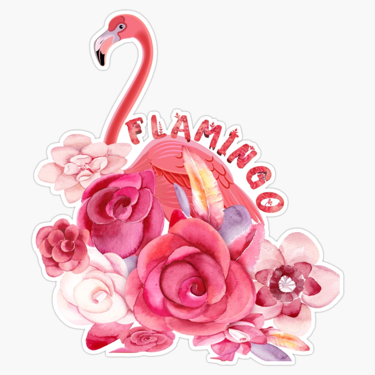 Maneki Flamingo Rose Pink Natural Flamingo And Flower Er, Phone Decal ...