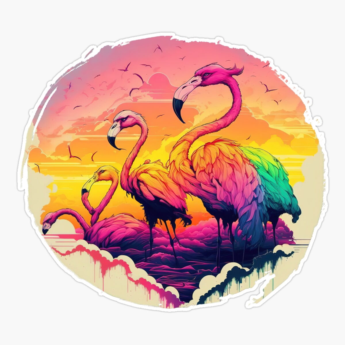 Maneki Flamingo Safari Scene Er, Phone Decal Water Bottle Stickers Car ...