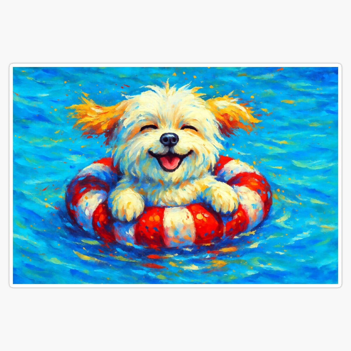 Maneki Floating Joy With A Fluffy Pup Er, Phone Decal Water Bottle ...