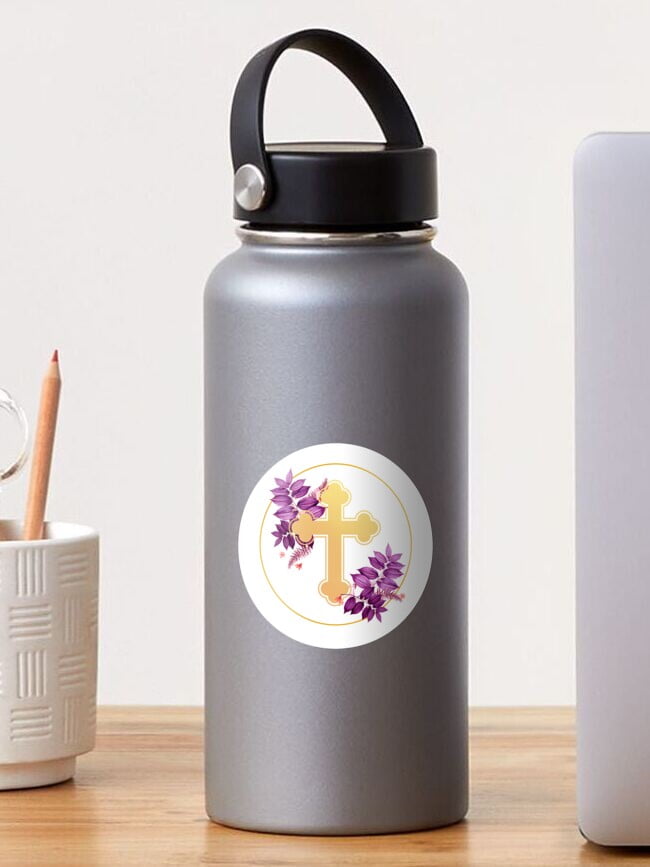 Maneki Floral Christian Orthodox Cross Feminine Sticker, Phone Decal ...